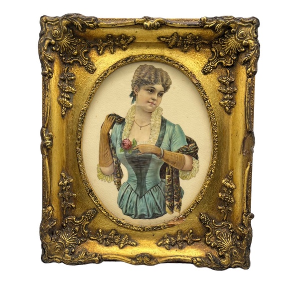 Accents | Antique German Elegant Victorian Lady Die Cut Gold Wood Frame ...
